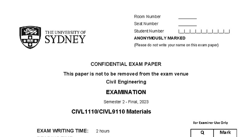 Final Exam 2023 - yes - CONFIDENTIAL EXAM PAPER This paper is not to be ...