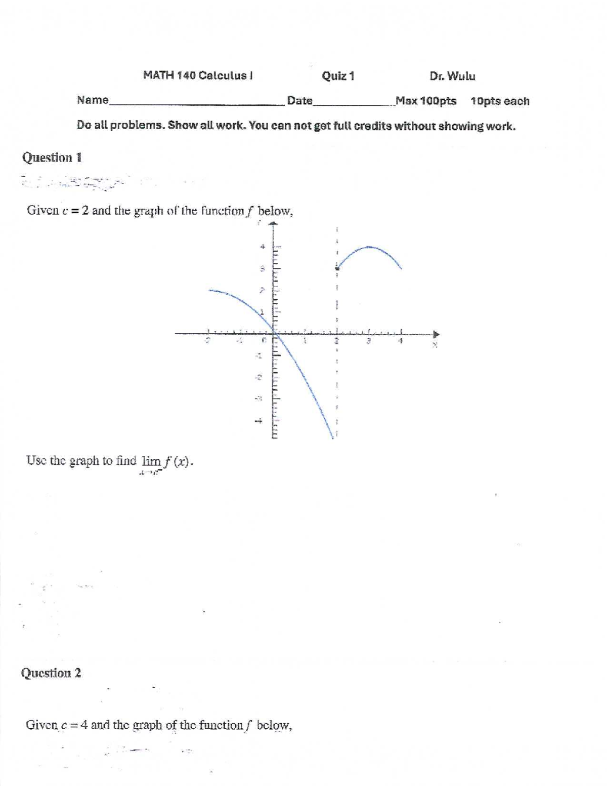 MATH 140 Calculus I Quiz 1 Solutions - Fall 2025 - Studocu