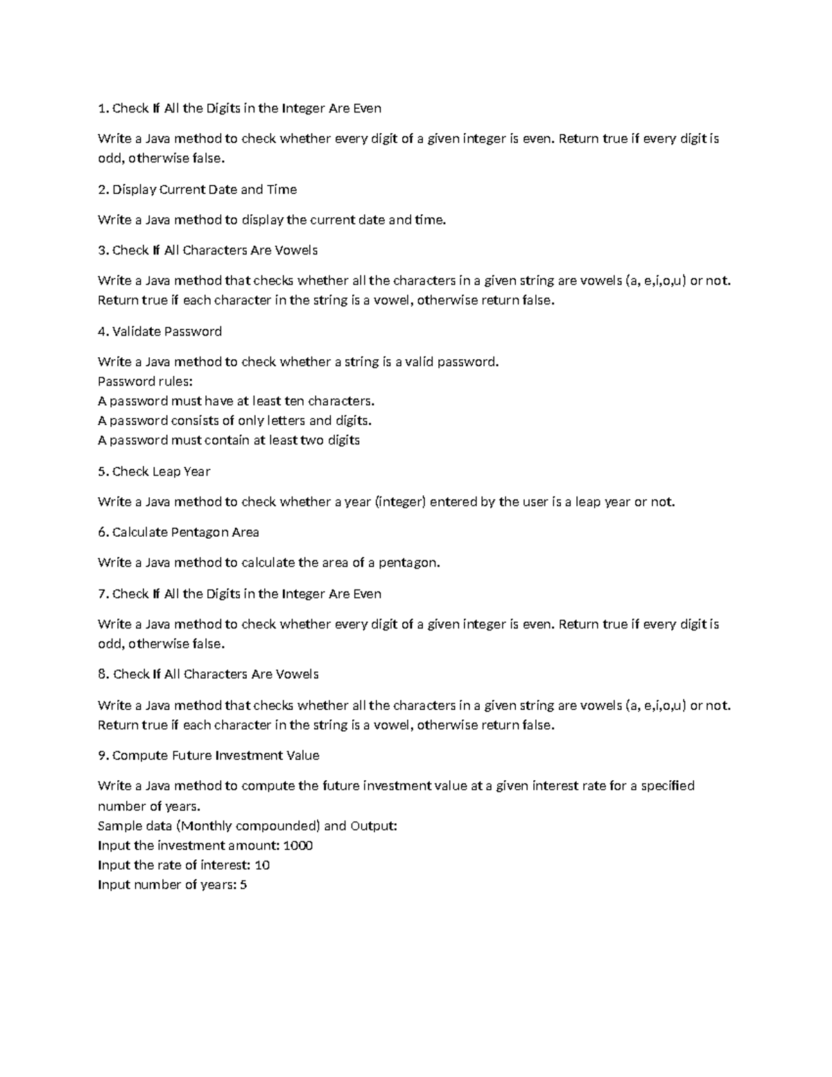 Java Method Practice Questions for CS101 - Studocu