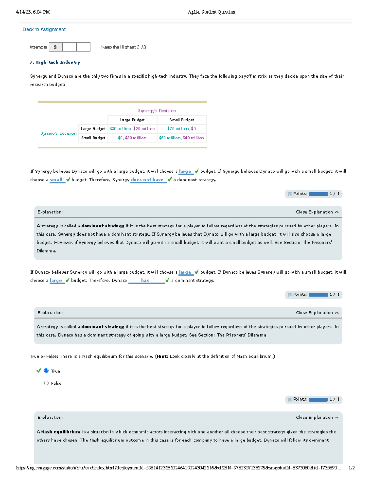 Mod 7 Quiz: Analyzing Dominant Strategies in High-Tech Industry - Studocu