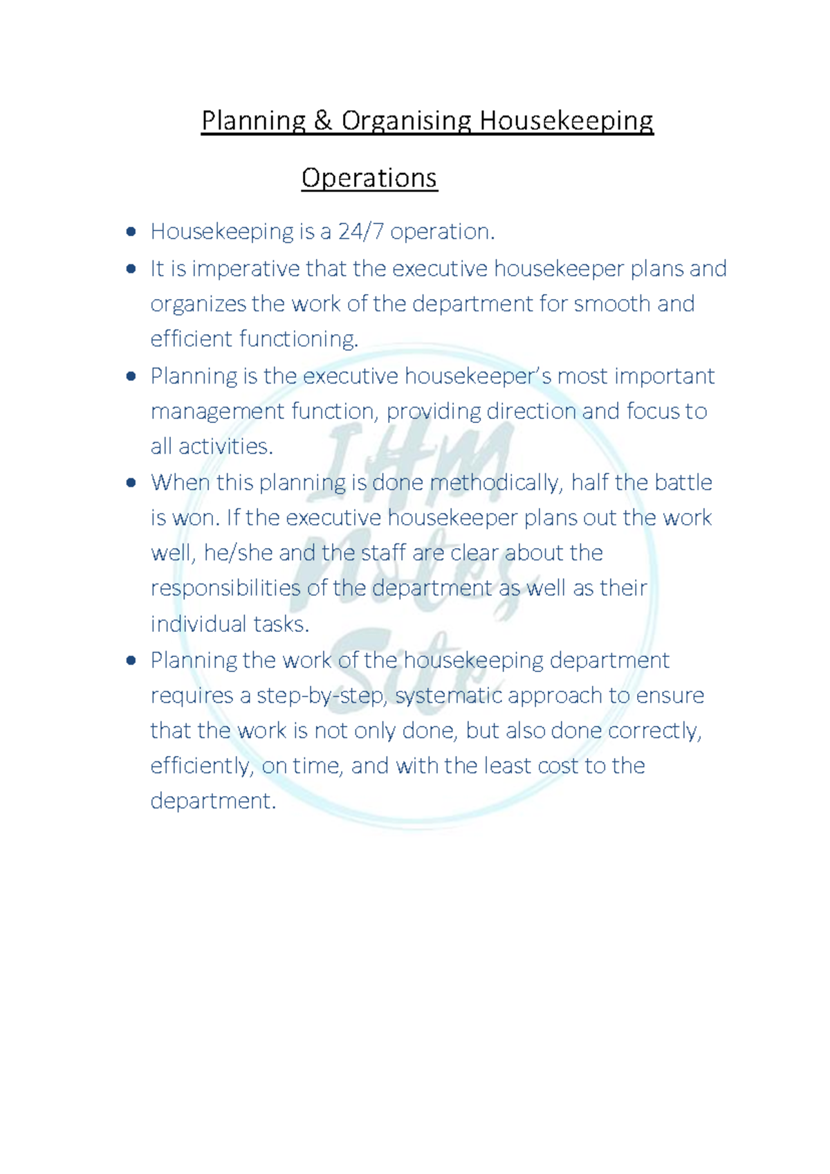 Housekeeping Planning & Organising: Essential Processes and Standards ...