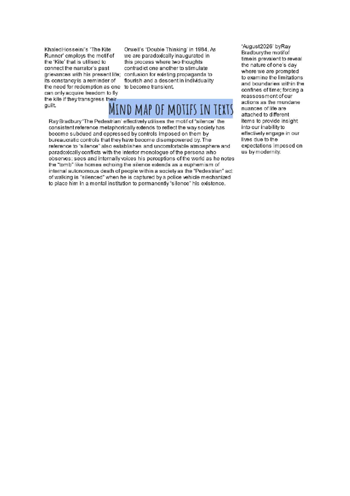 Handout: Analyzing Motifs and Their Impact on Meaning - Studocu