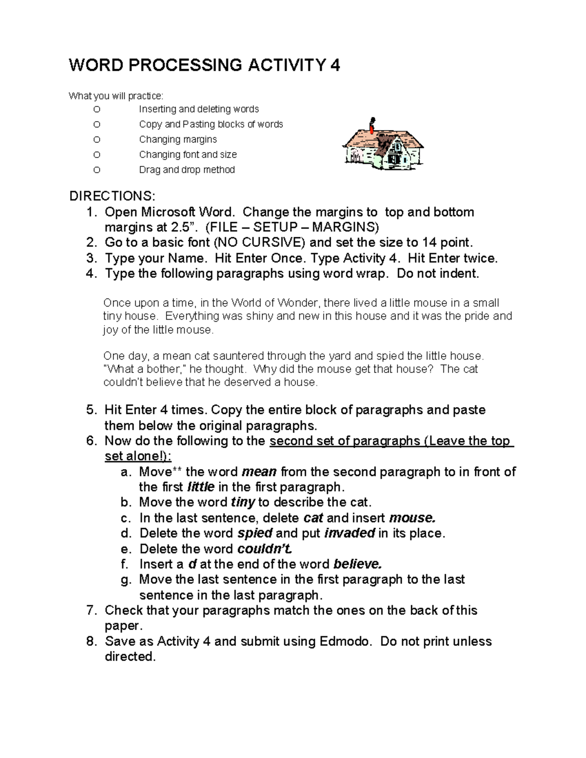 WORD PROCESSING ACTIVITY 4: Editing and Formatting Practice - Studocu