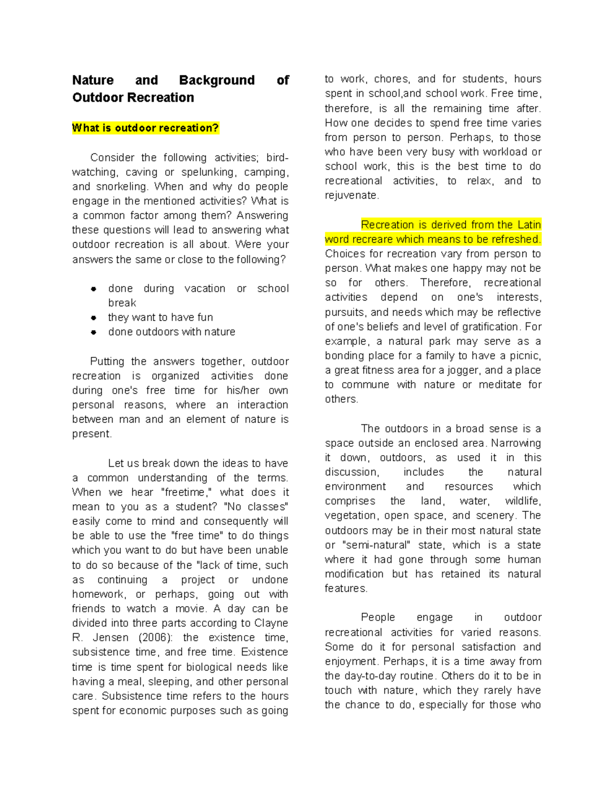 Additional reading materials for grade 12 - Nature and Background of ...