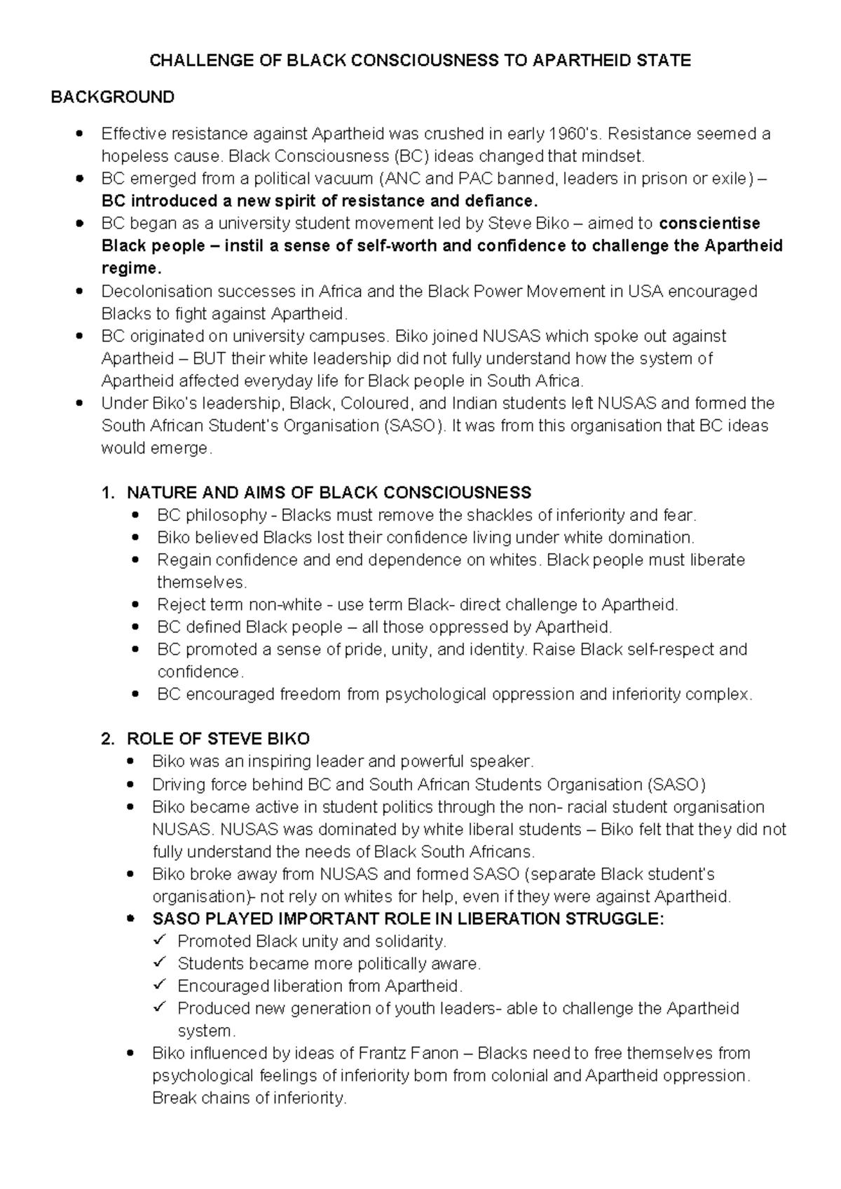 Black Power Movement (BPM) Essay Notes: Final Overview - Studocu