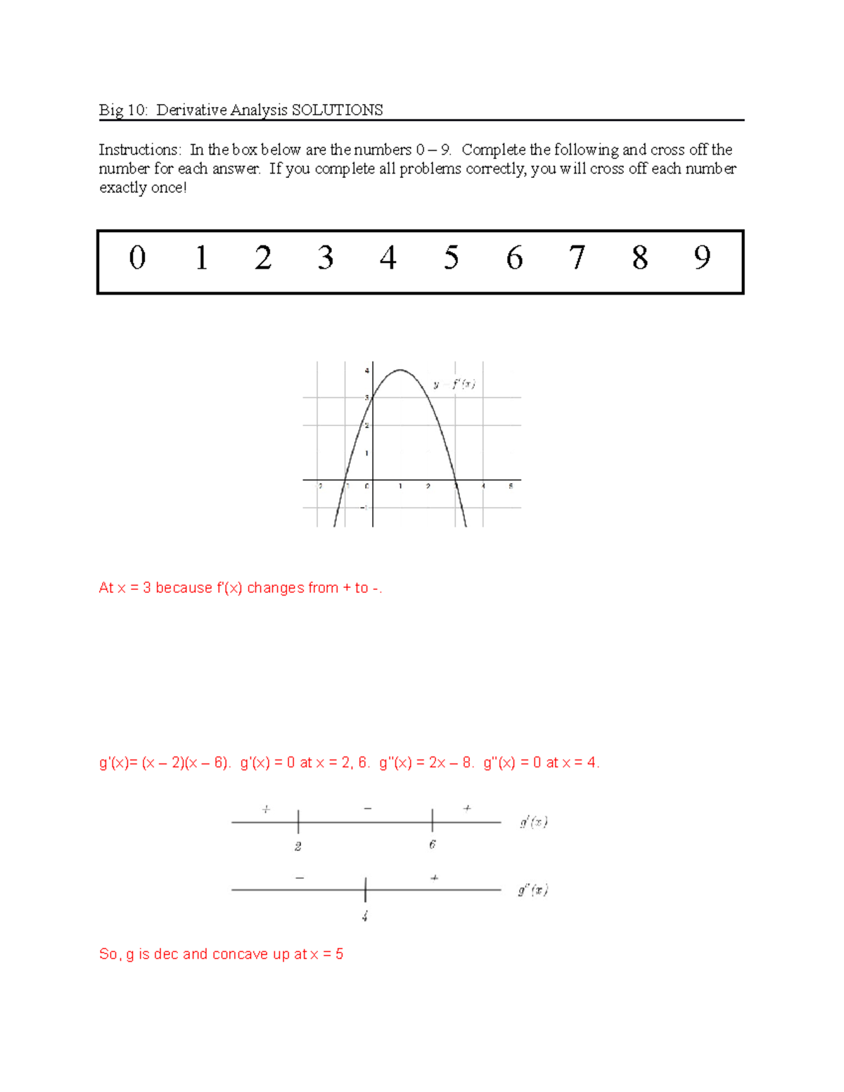 Big 10 Derivative Analysis Solutions Guide - Studocu