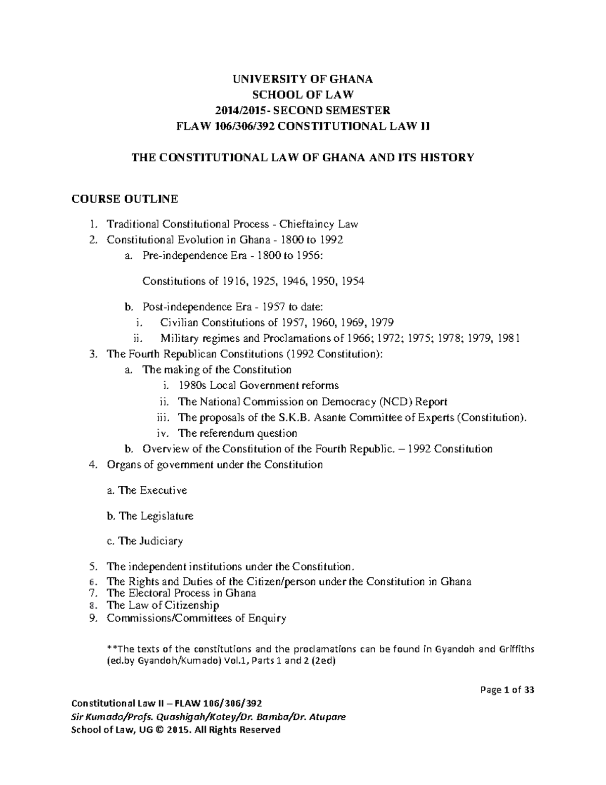 Constitutional Law II FLAW 106/306 - Comprehensive Study Material - Studocu