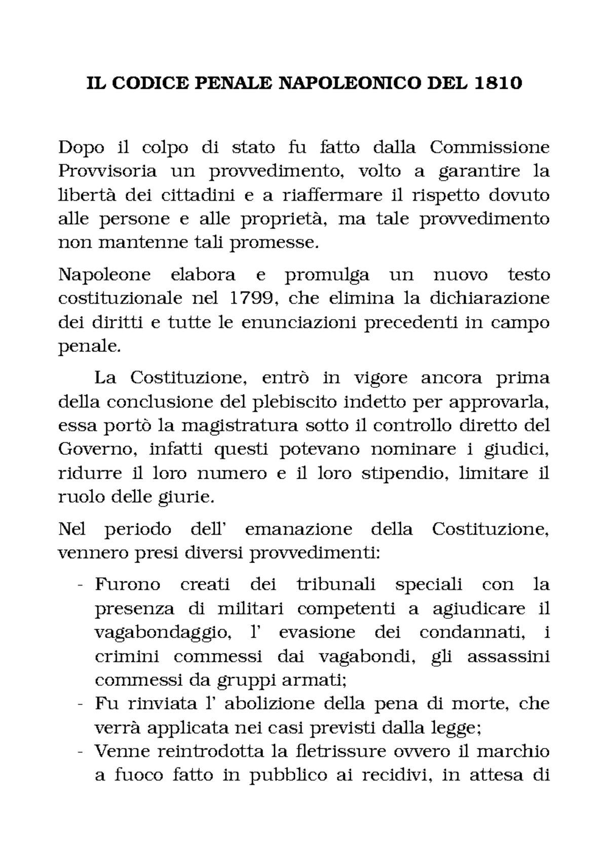 IL Codice Penale DI Napoleone DEL 1810 - IL CODICE PENALE NAPOLEONICO ...