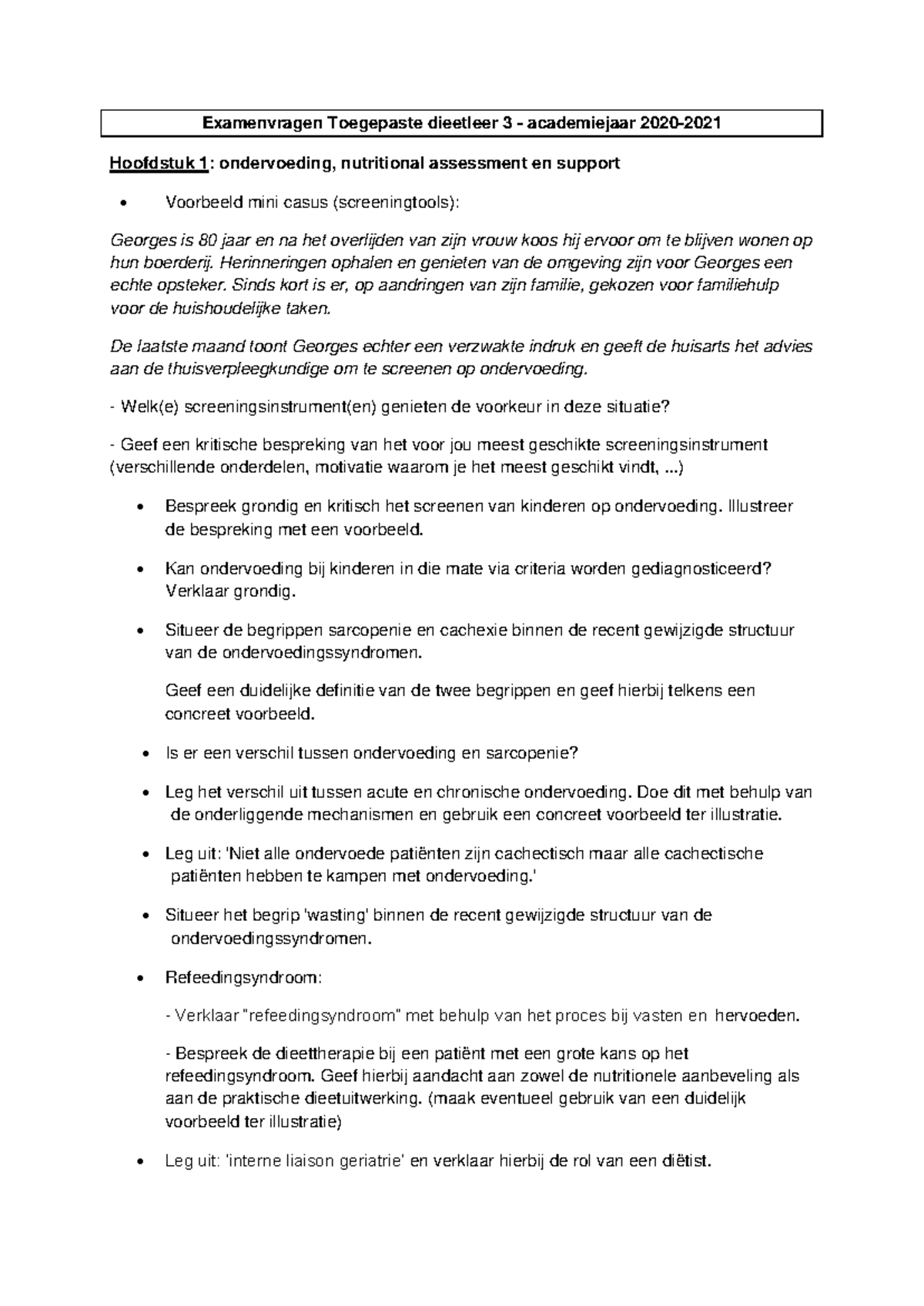 Examenvragen TDL3 2021 - Toegepaste Dieetleer Hoofdstukken 1-7 - Studocu