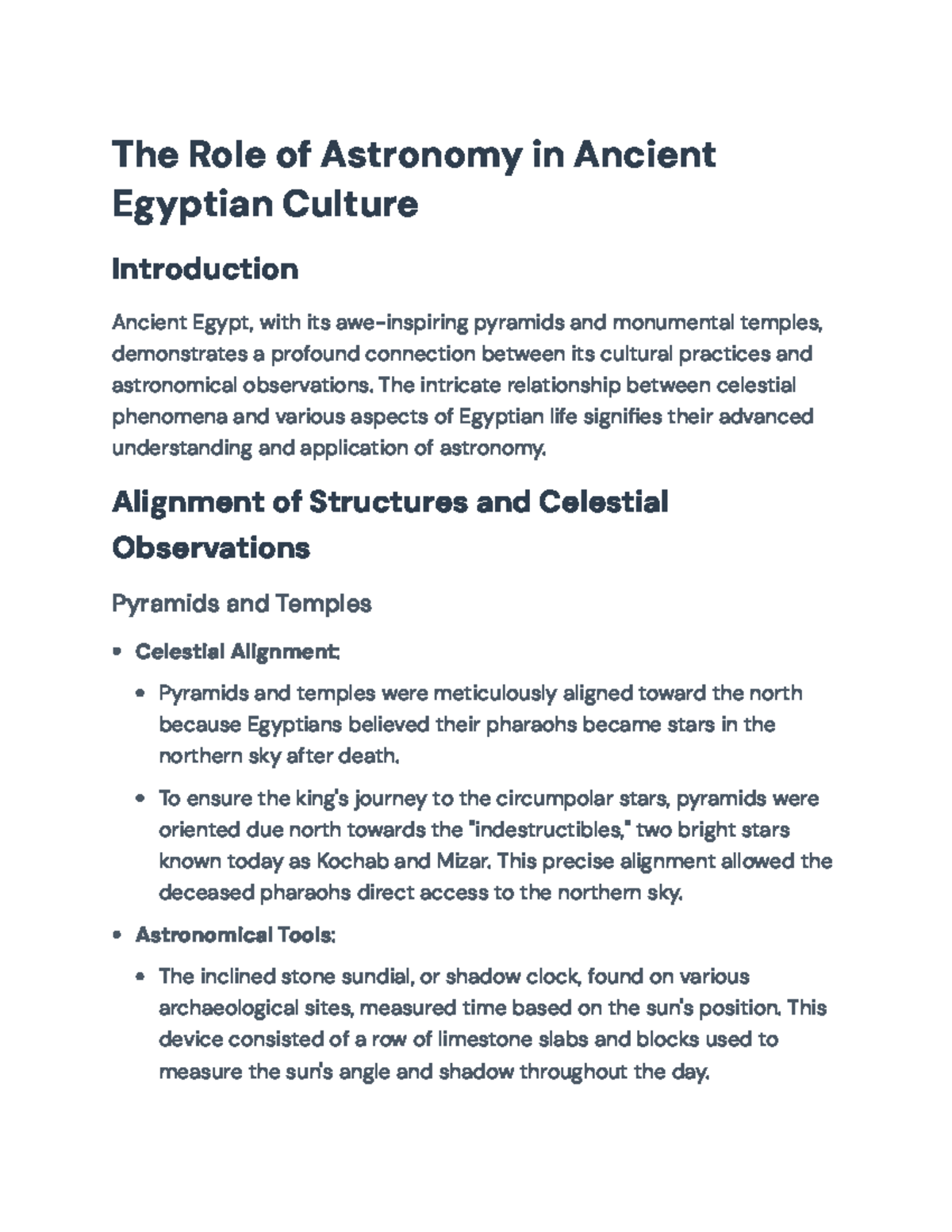 The Role of Astronomy in Ancient Egyptian Culture: Practices ...