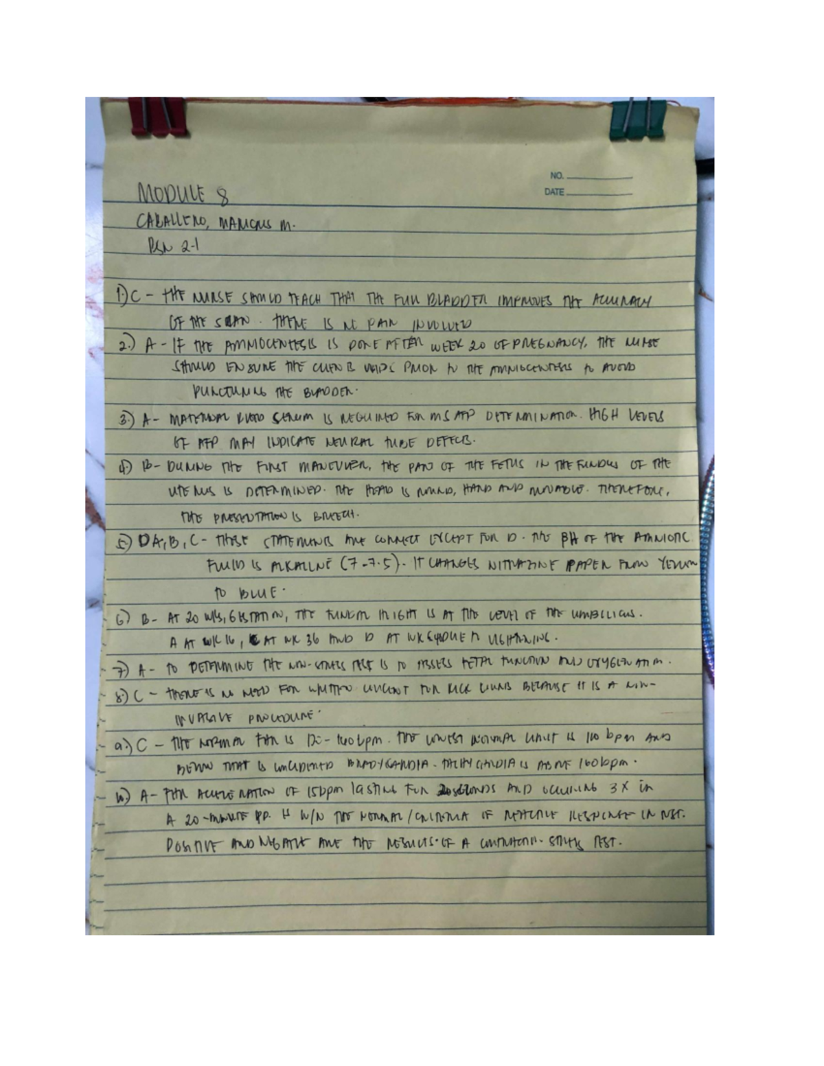 Mother, Child, Adolescent Care: Lecture Notes (LEC) M8-16 - Studocu