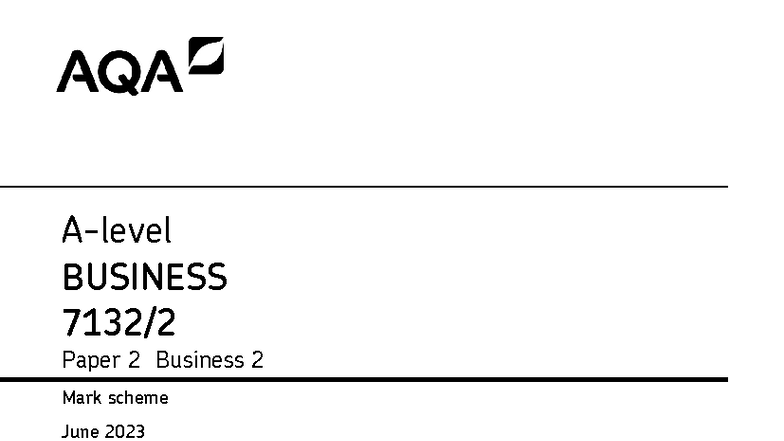 AQA A Level Business JUN23 MS2 - A-level BUSINESS 7132/ Paper 2 ...