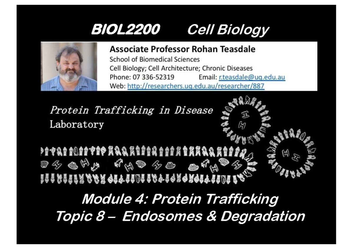 BIOL2200 Cell Biology Module 4: Endosomes & Protein Trafficking Lecture ...