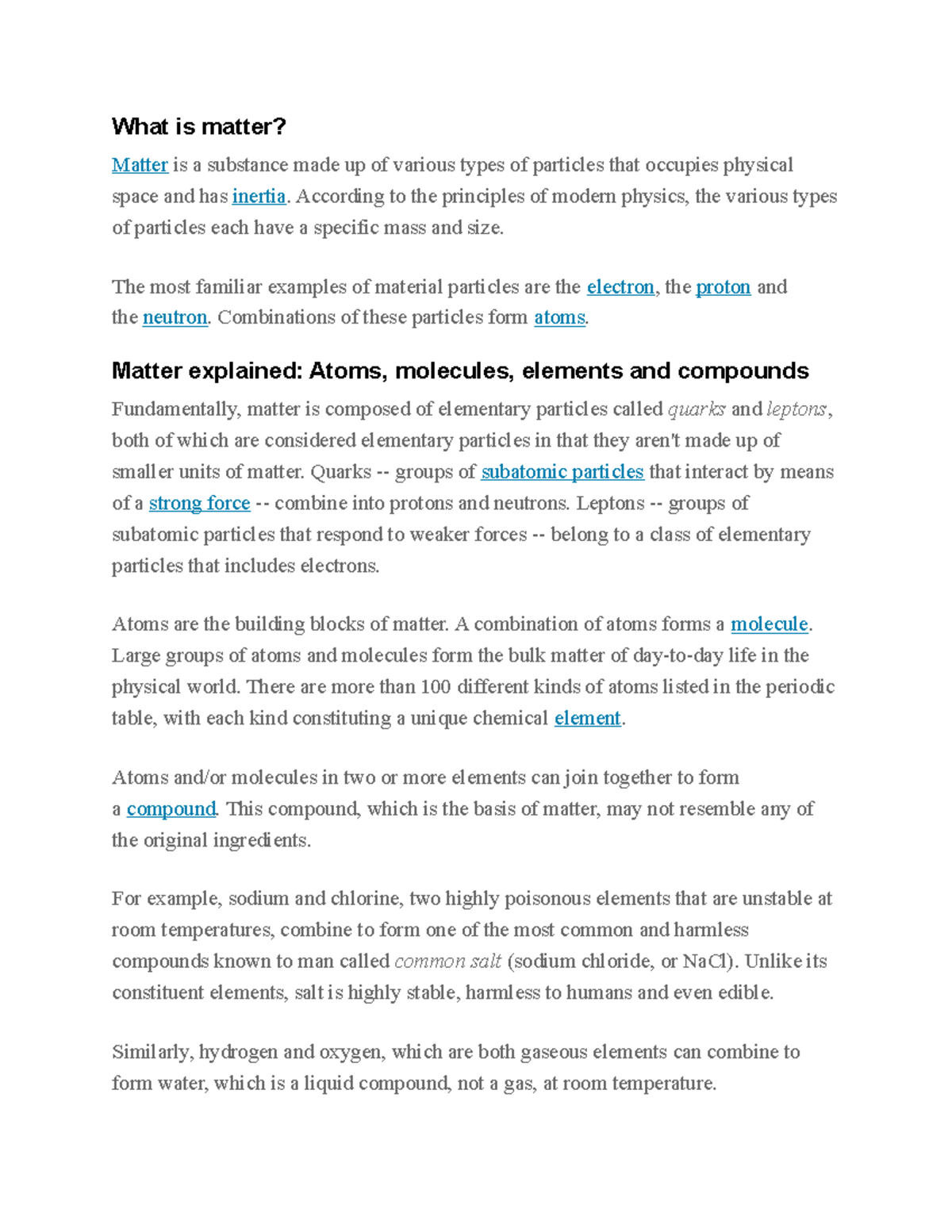 Understanding Matter: Atoms, Molecules, and Compounds in Physics - Studocu