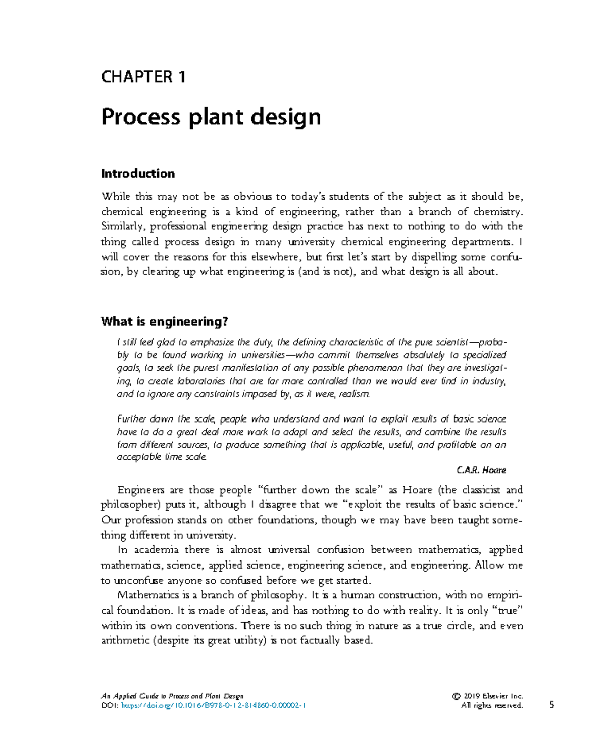 CHAPTER 1: Introduction to Process Plant Design (Uamerica-25) - Studocu