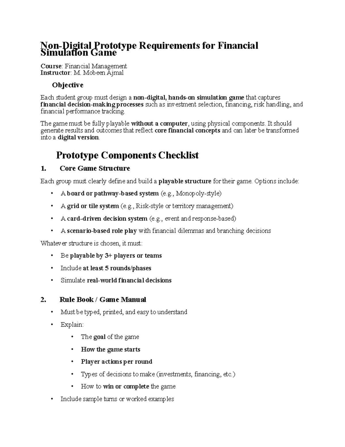 FM Project S25: Capital Budgeting Simulation Game Prototype ...