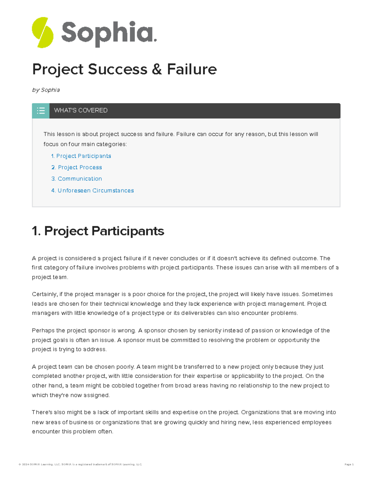 Project Success & Failure Analysis: Key Factors (SOPHIA) - Studocu