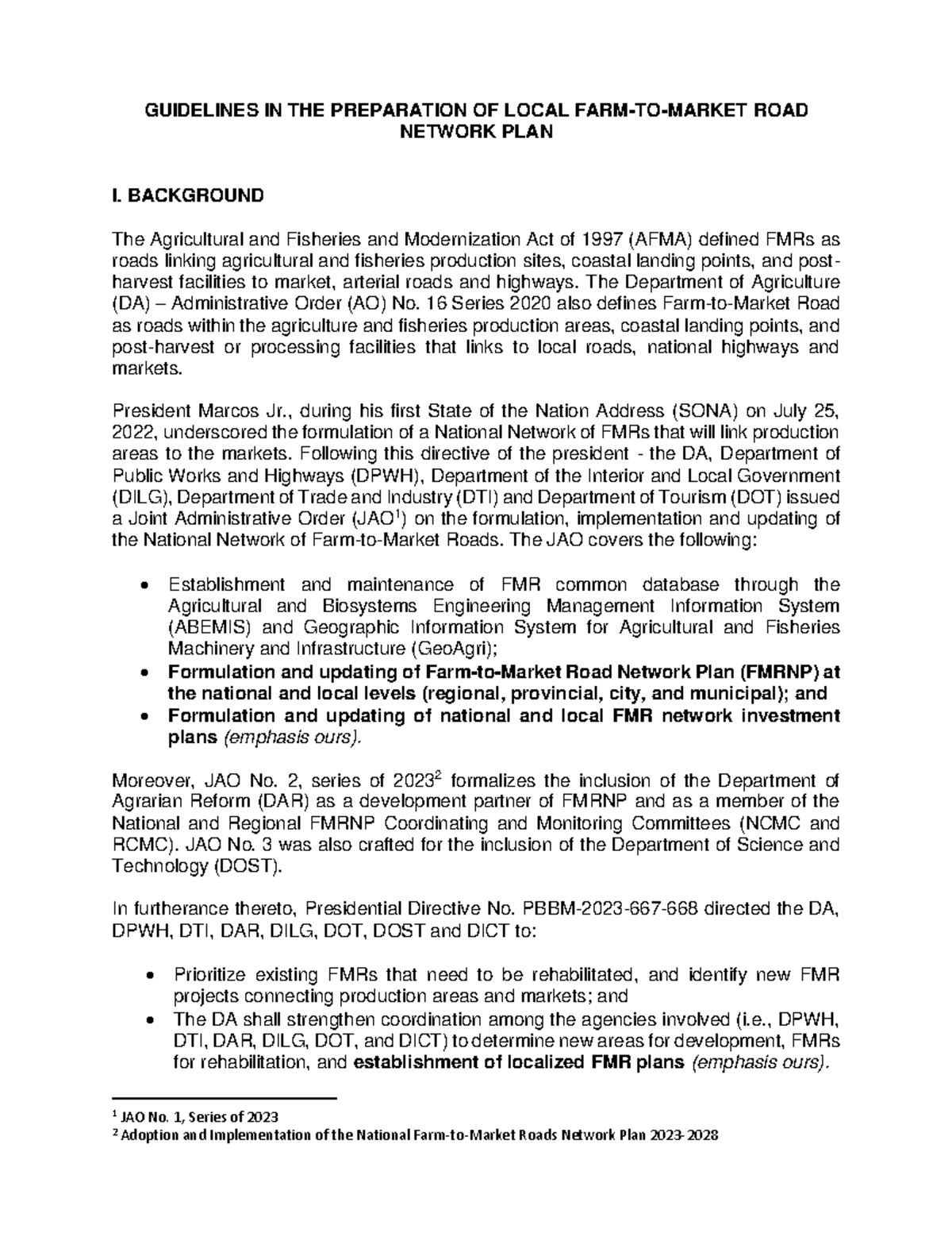 Guidelines for FMR Network Plan Preparation (FMRNP) - Studocu