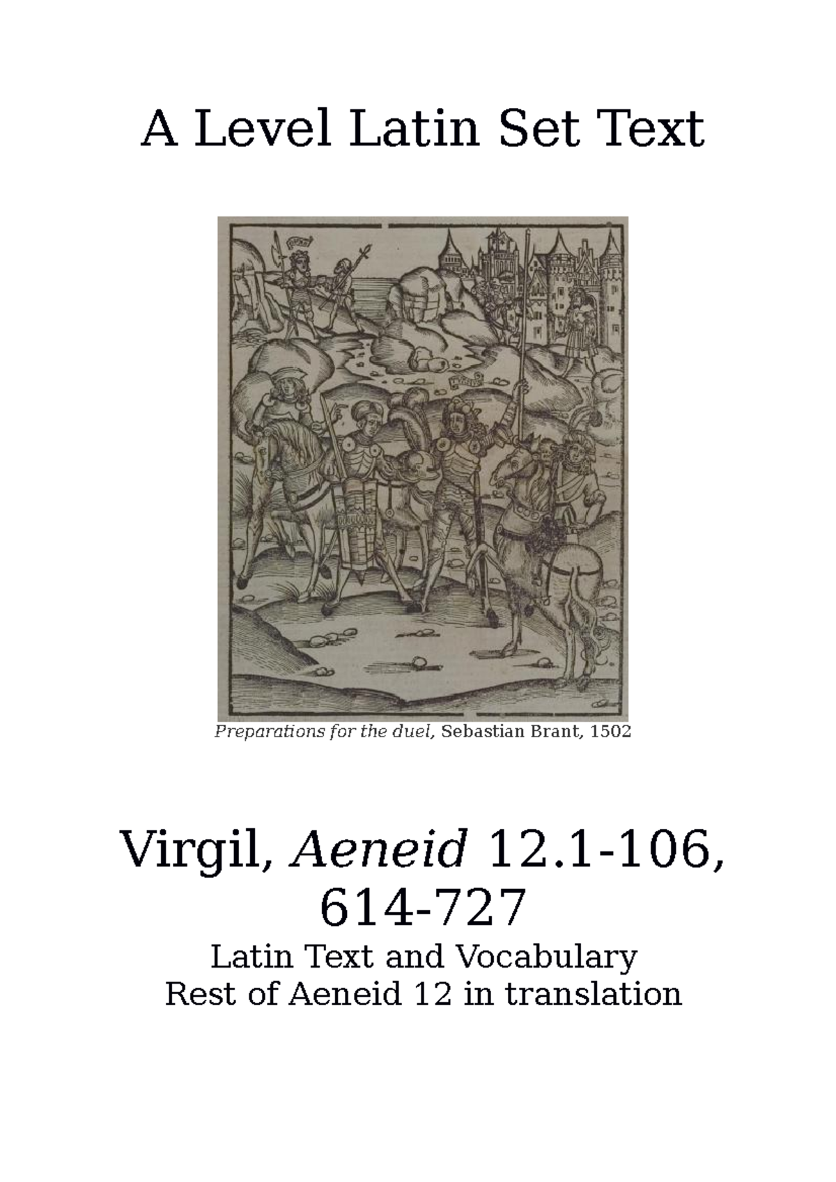 Text and Vocab - Aeneid 12 AL - A Level Latin Set Text Preparations for ...