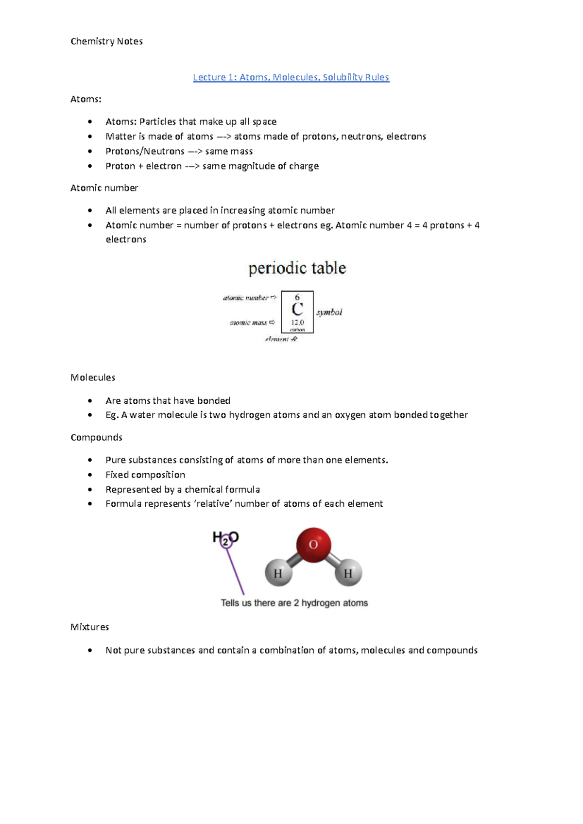 Chemistry Notes - Lecture Series 1 to 5 Overview & Key Topics - Studocu