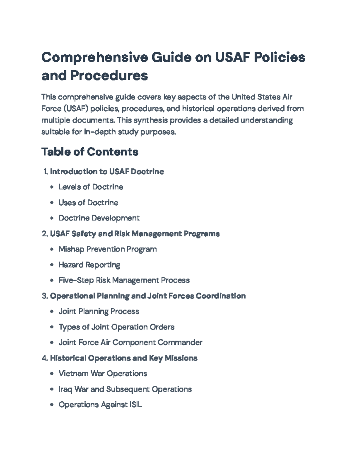 USAF Comprehensive Policies & Procedures Guide: Key Ops & Safety ...