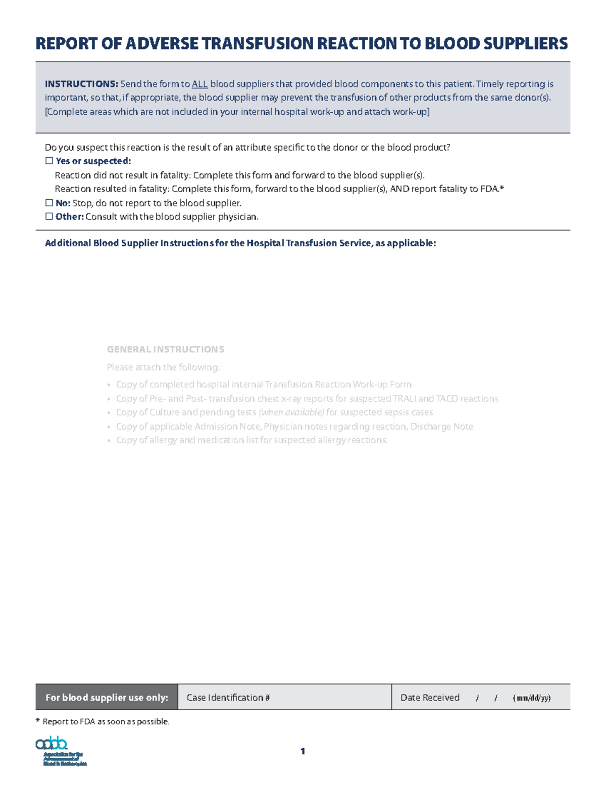 EN 2023 AABB Transfusion Reaction Reporting Guidelines - Studocu