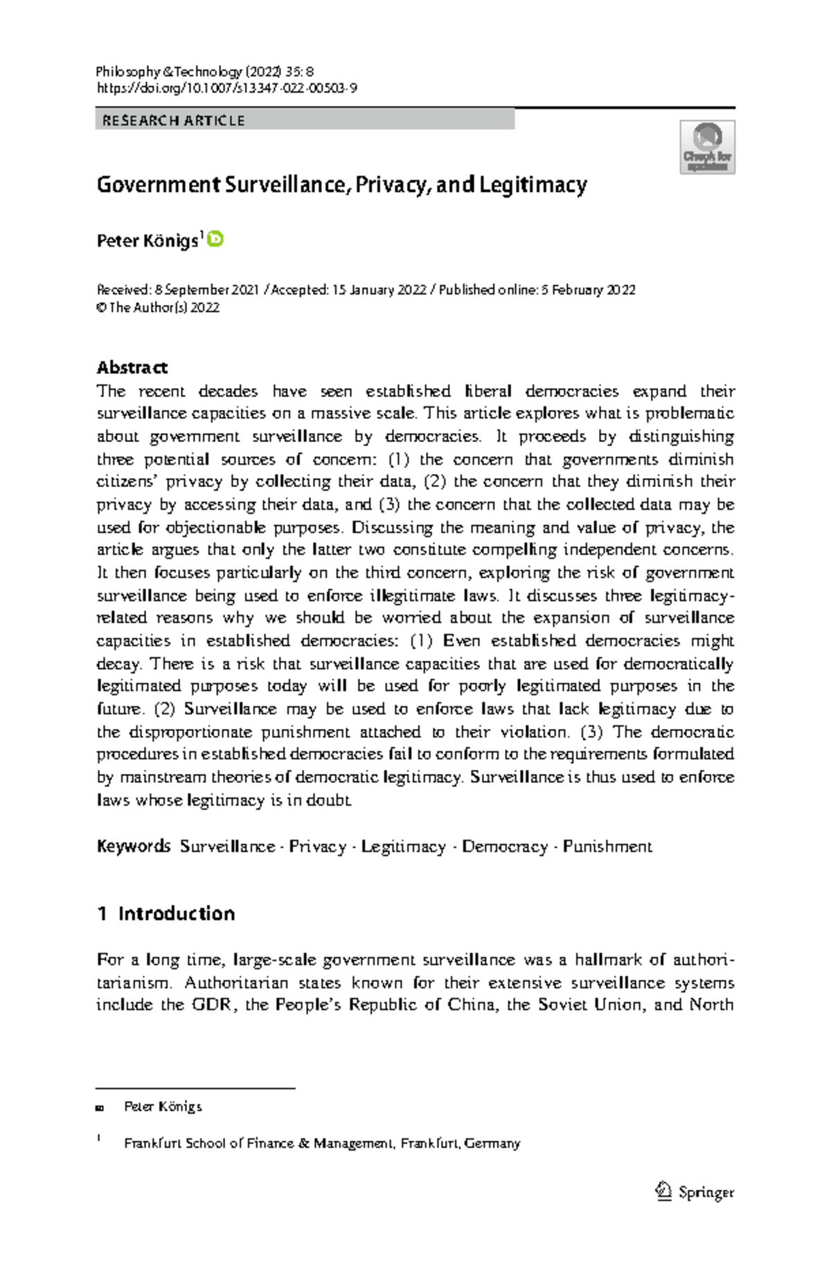 Government Surveillance, Privacy, and Legitimacy: A Critical Analysis ...