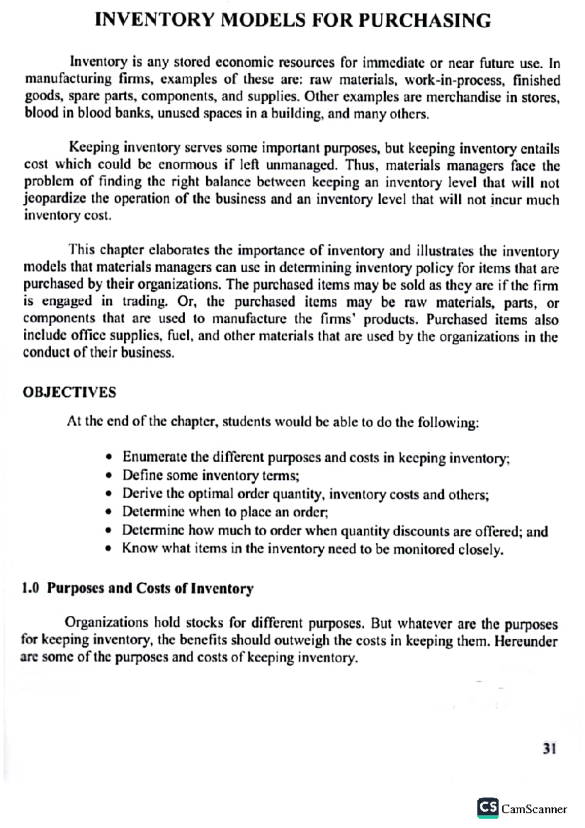 Inventory Models for Purchasing: A Comprehensive Guide (CS) - Studocu