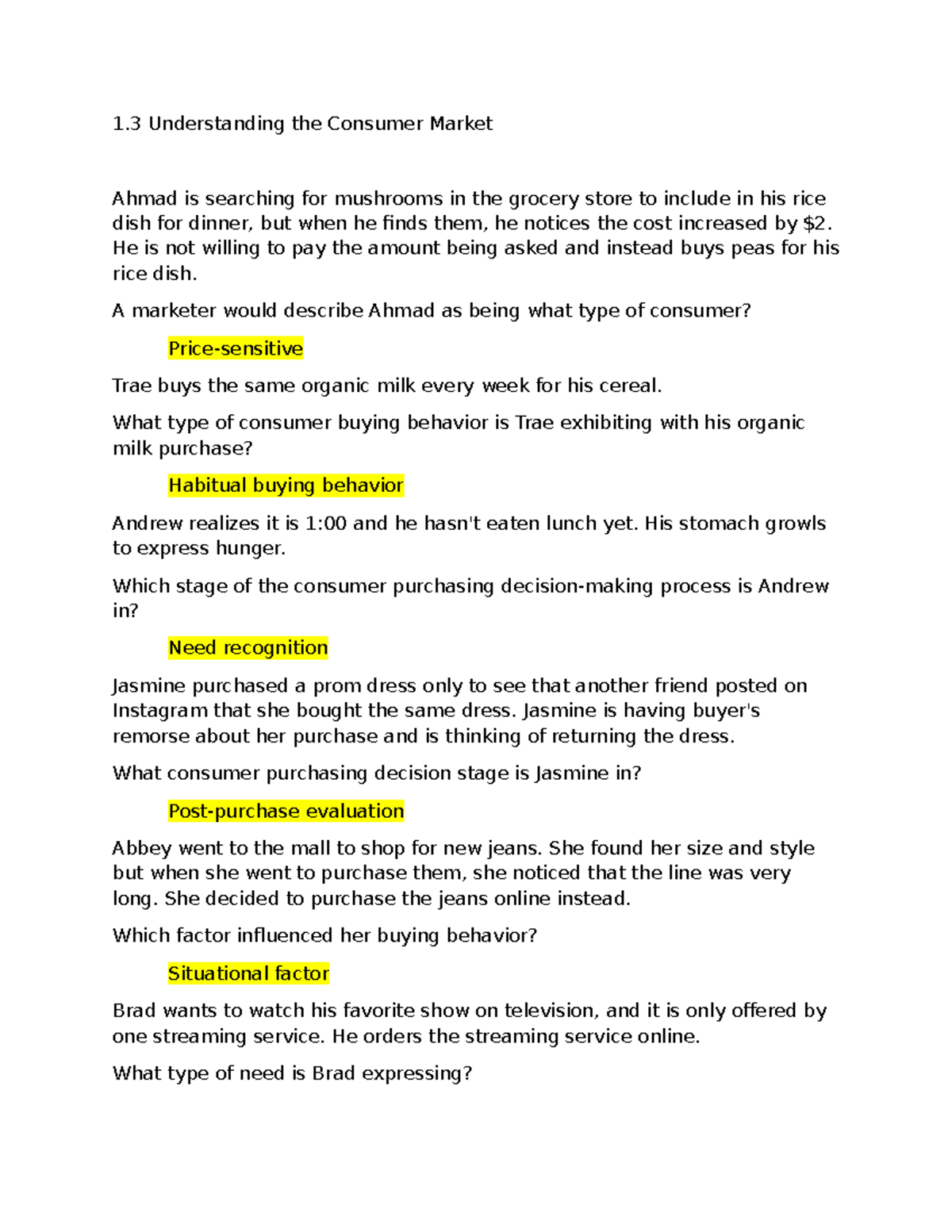 1.3 Understanding Consumer Market Behavior and Decision-Making - Studocu