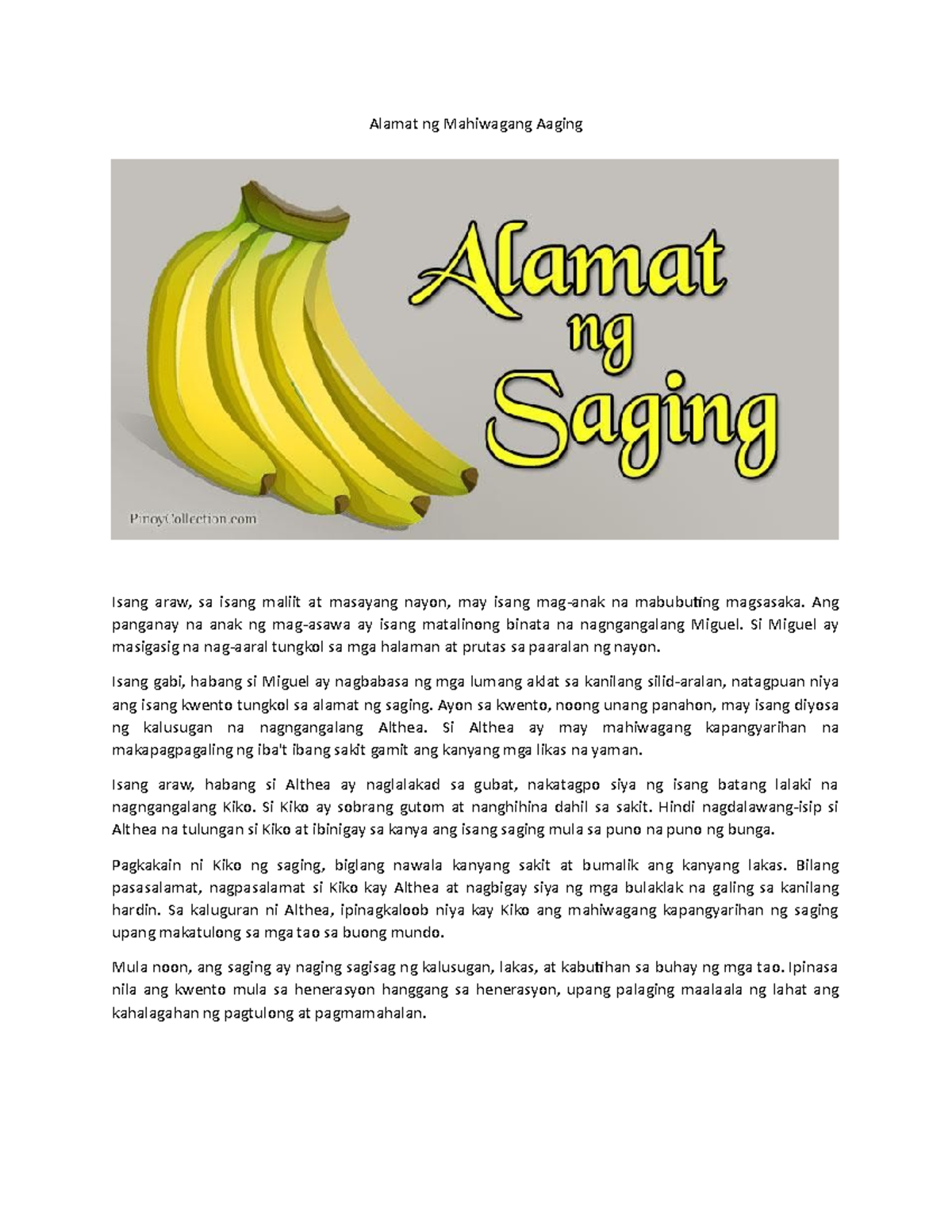 676098757 Alamat Ng Saging - Alamat ng Mahiwagang Aaging Isang araw, sa ...