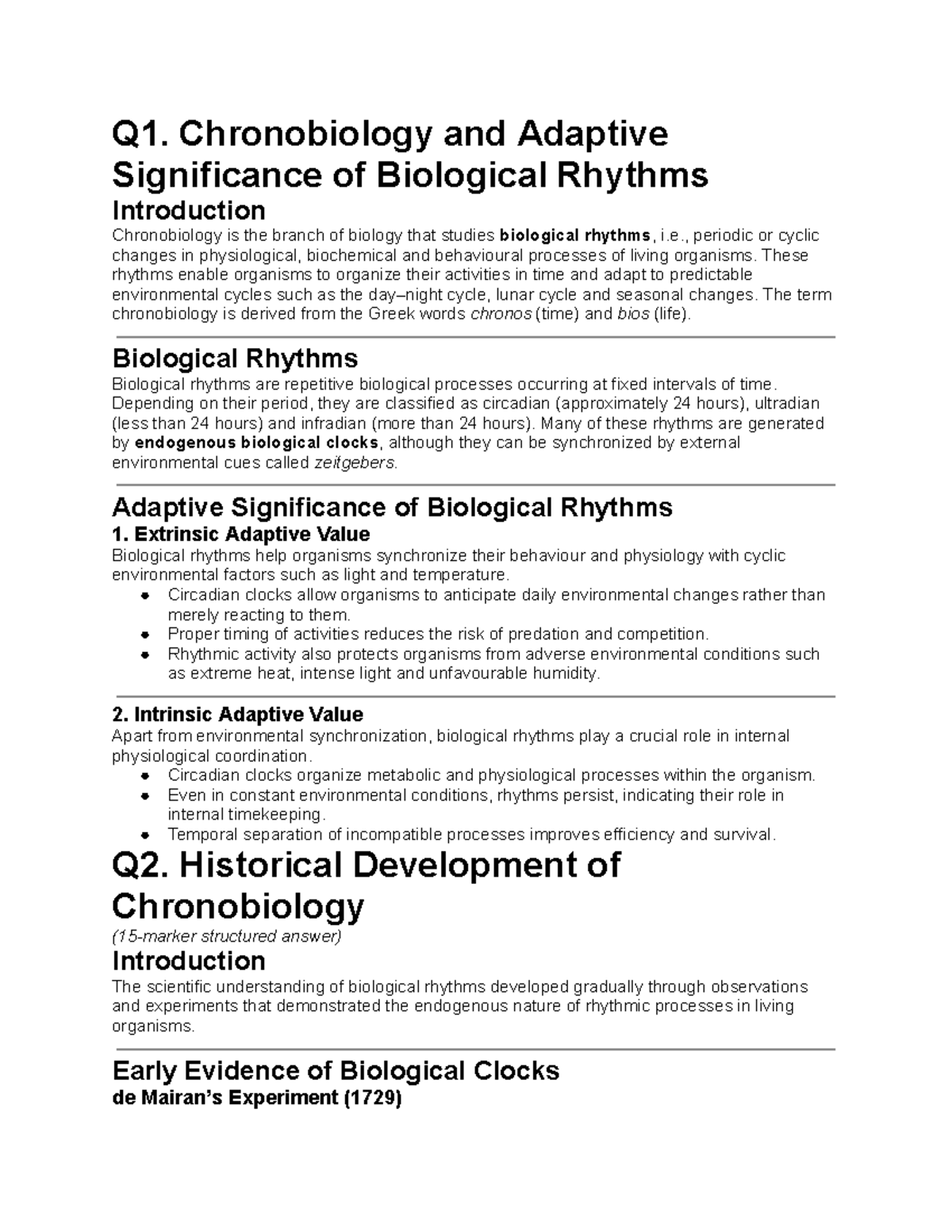 Chronobiology (BIO 101): Lecture Notes on Biological Rhythms - Studocu