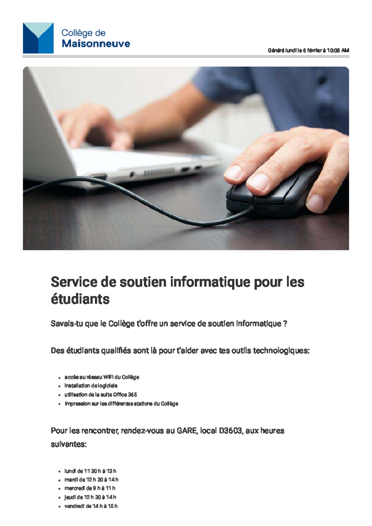 Soutien Informatique pour Étudiants - Collège de Maisonneuve - Studocu