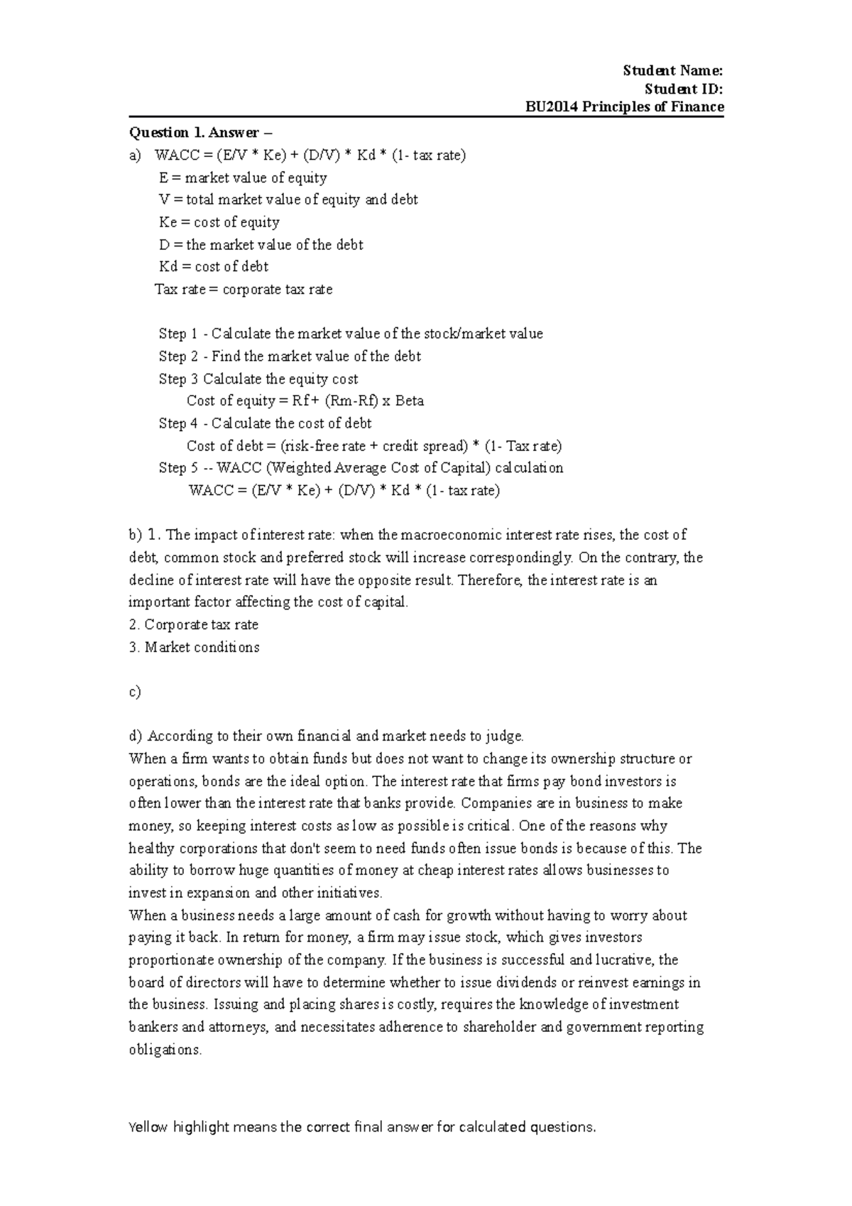 Final Exam Study Guide for Business Law BU1112 and Finance BU2014 - Studocu