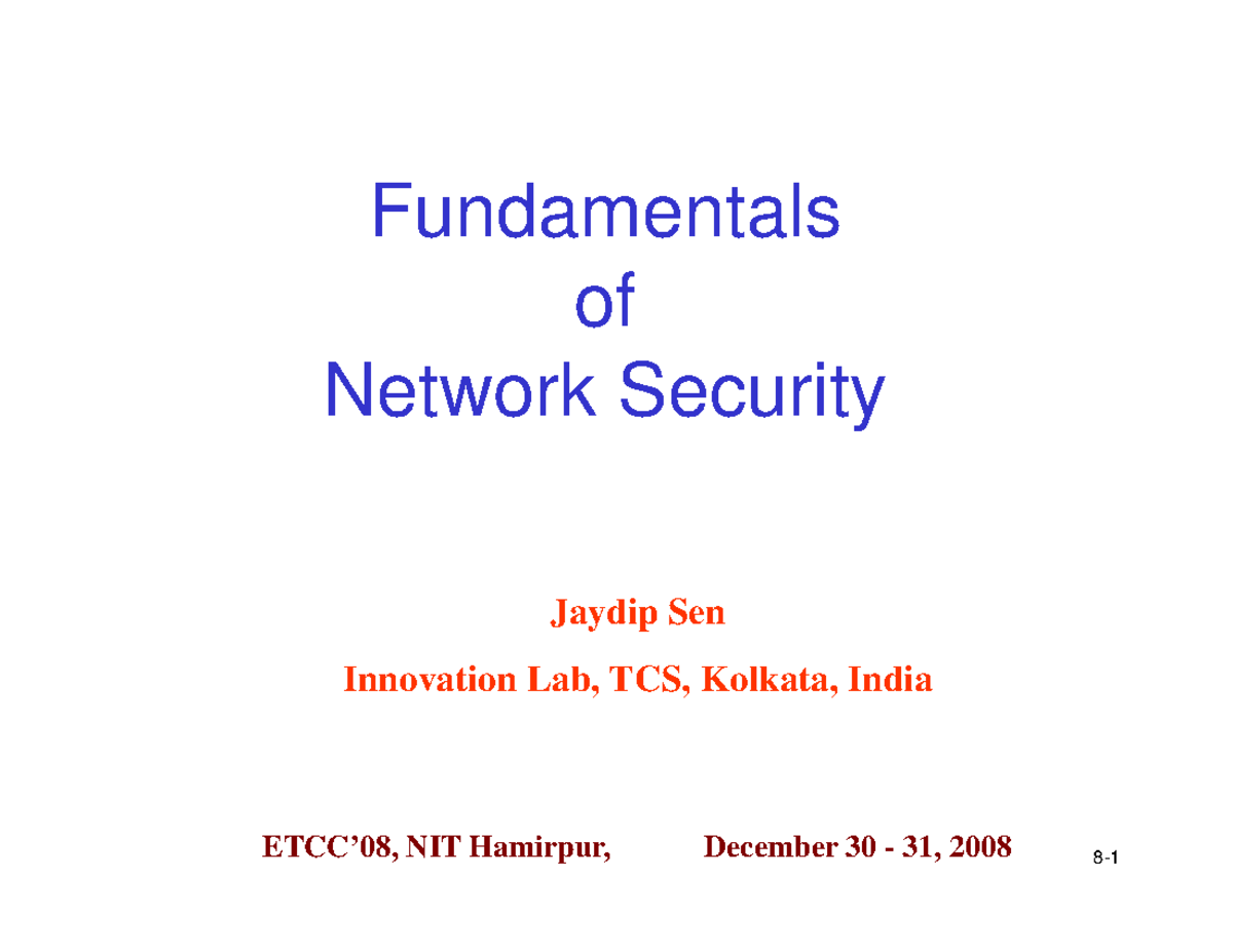 Fundamentals of Network Security: Key Concepts and Cryptography - Studocu