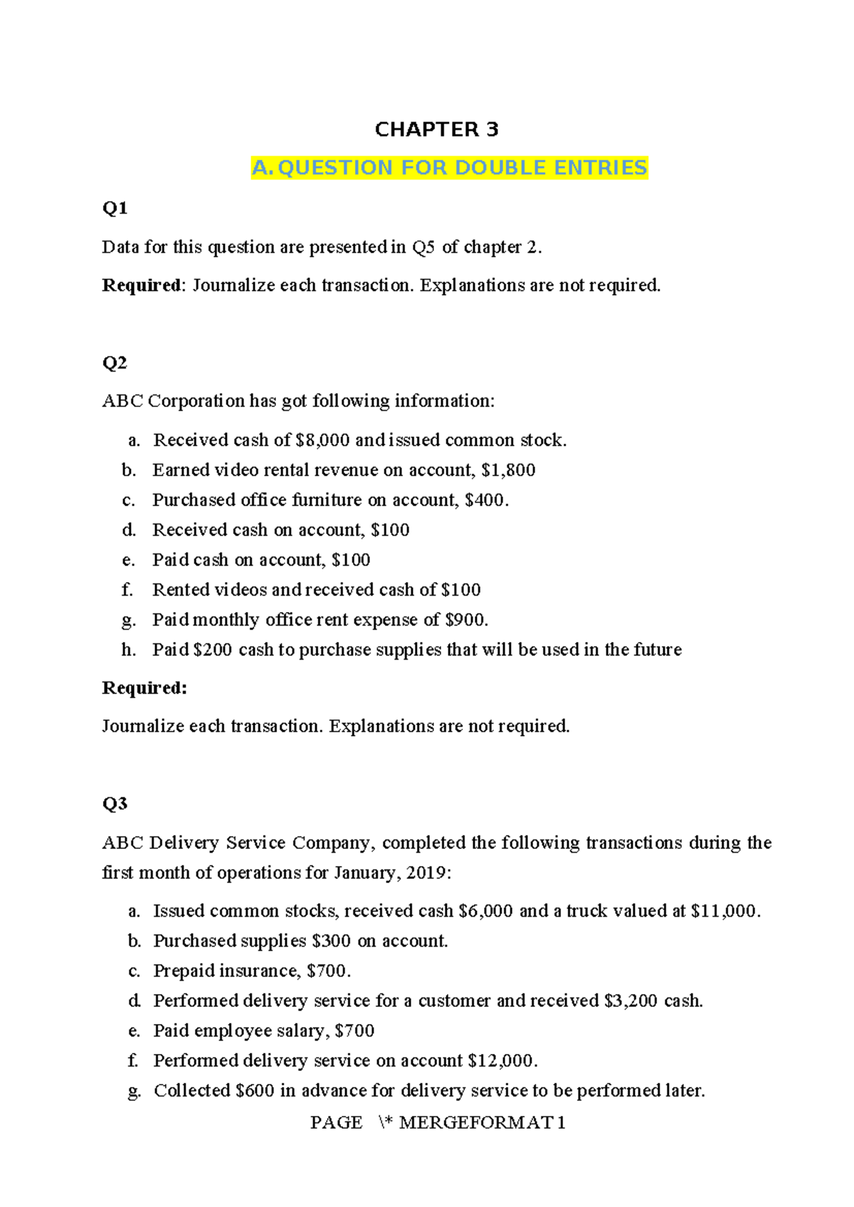 CHAPTER 3: Double Entry Transactions and Inventory Measurement Q&A ...