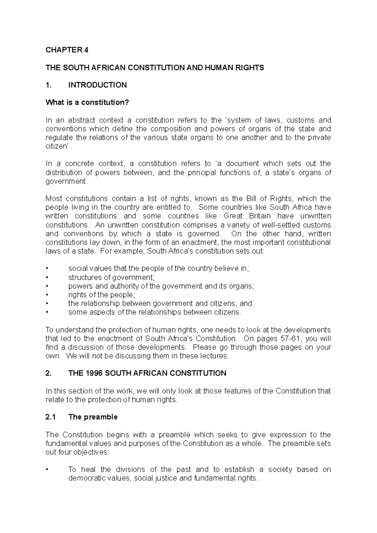 Chapter 4 - Insights on the South African Constitution & Human Rights - Studocu
