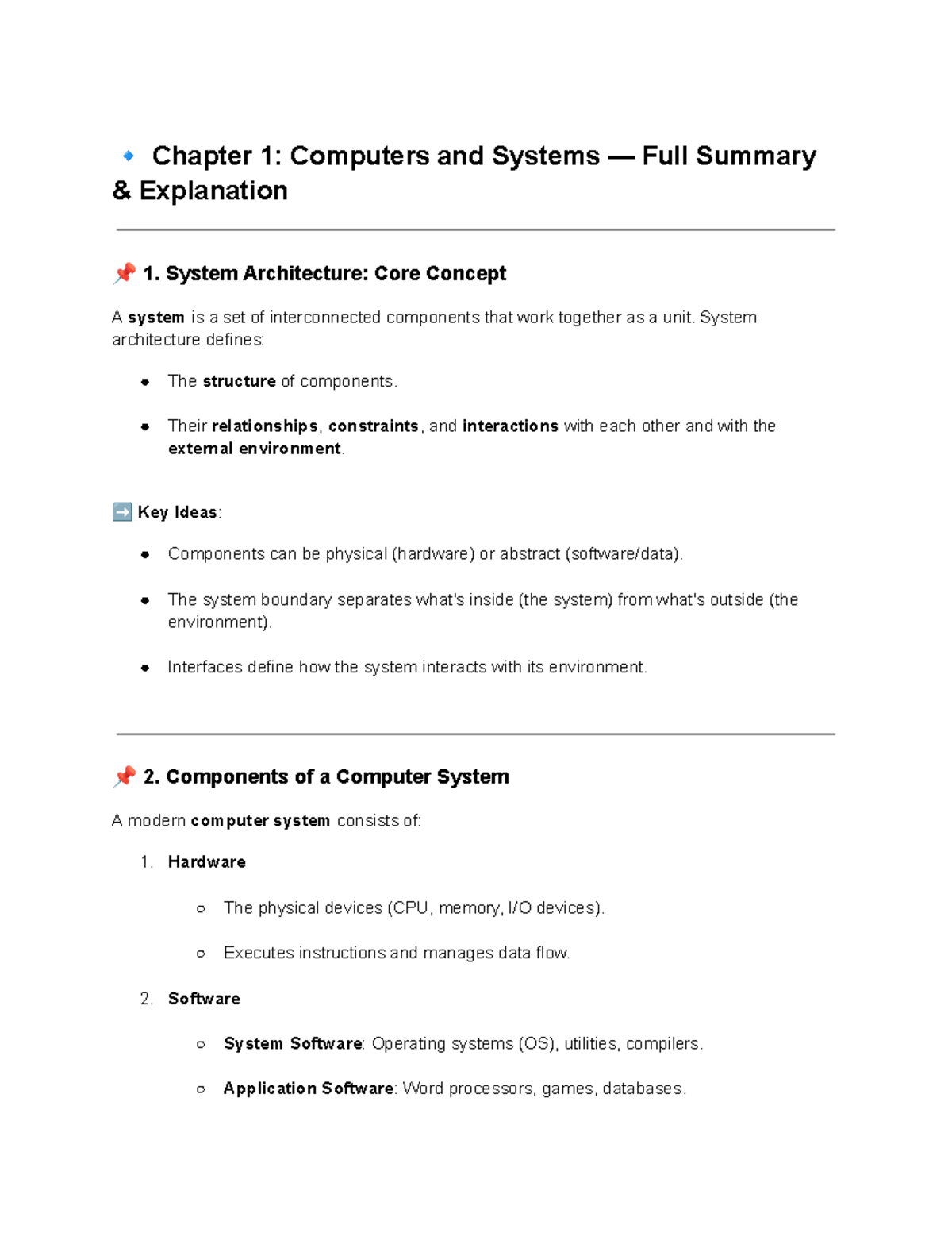 Chapter 1: Computers & Systems Overview - Key Concepts & Components - Studocu