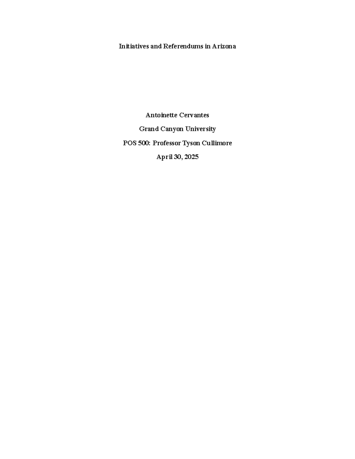 POS 500: Initiatives and Referendums in Arizona - A Comprehensive ...