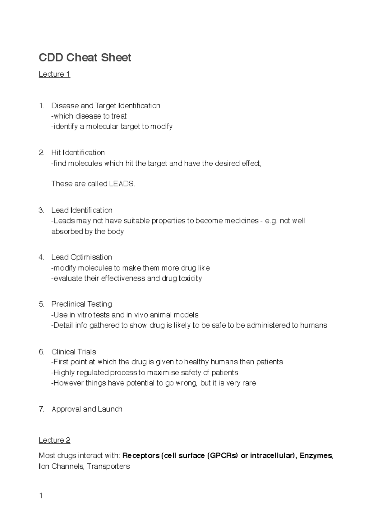 Cheat Sheet CDD pdf - Short but important summary notes - Clinical Drug ...