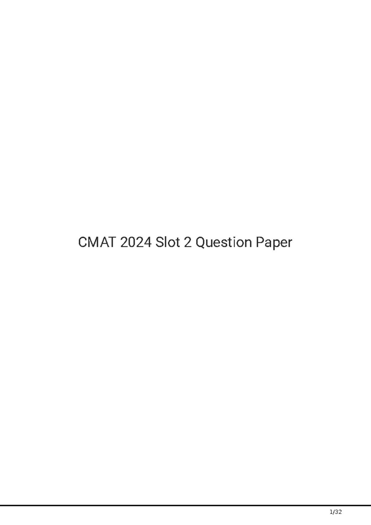CMAT 2024 Slot 1 Question Paper - CMAT 2024 Slot 1 Question Paper ...