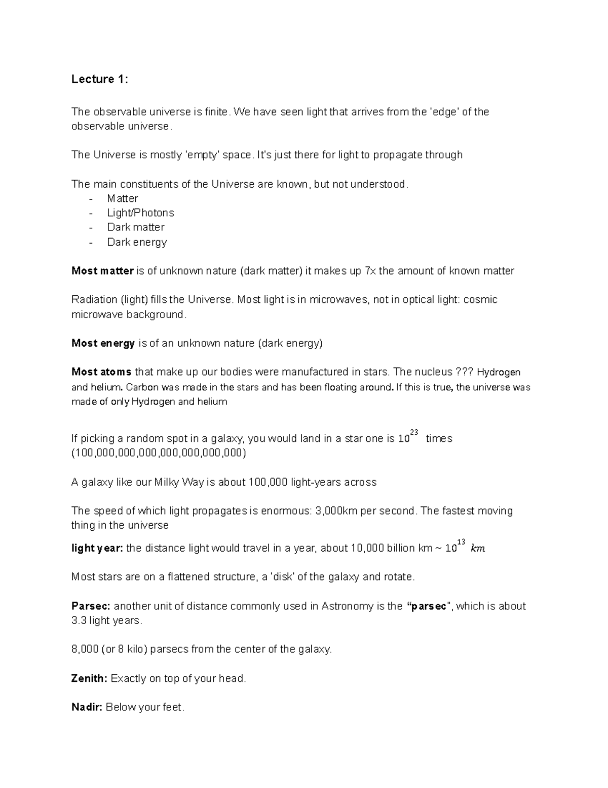 Astronomy 102: Lecture Notes from Chapter 1 (Lect 1-2) - Studocu