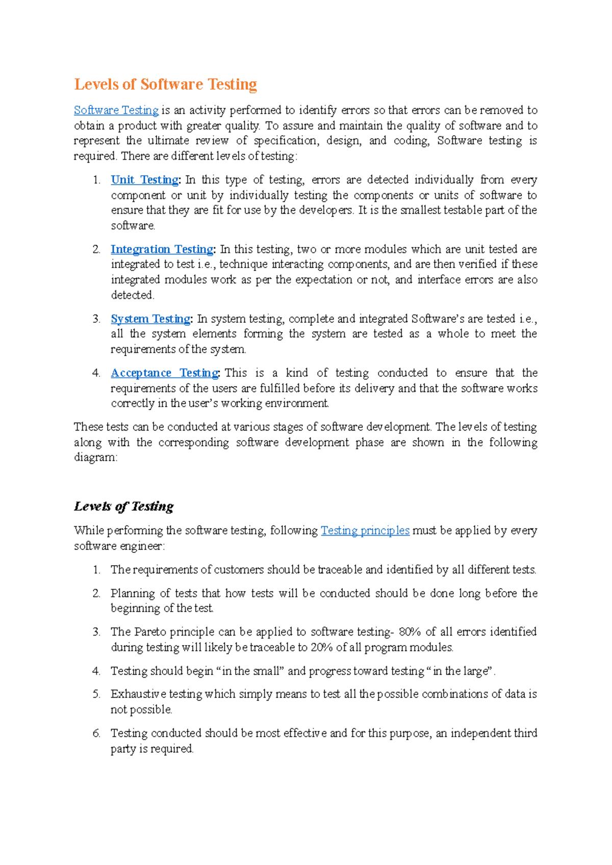 Levels of Software Testing: Unit, Integration, System, and Acceptance ...