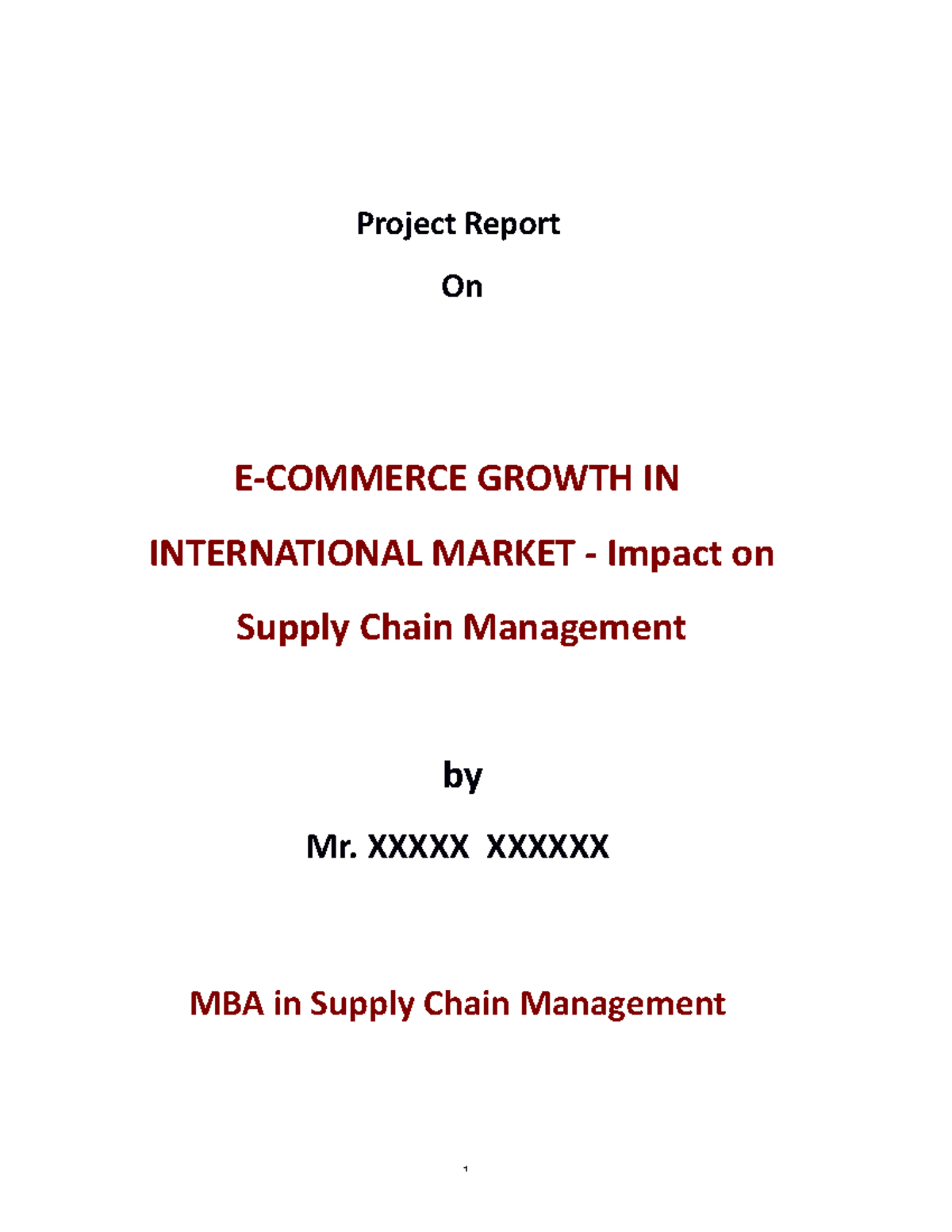 MBA Project Report: E-Commerce Growth & Its Impact on SCM - Studocu