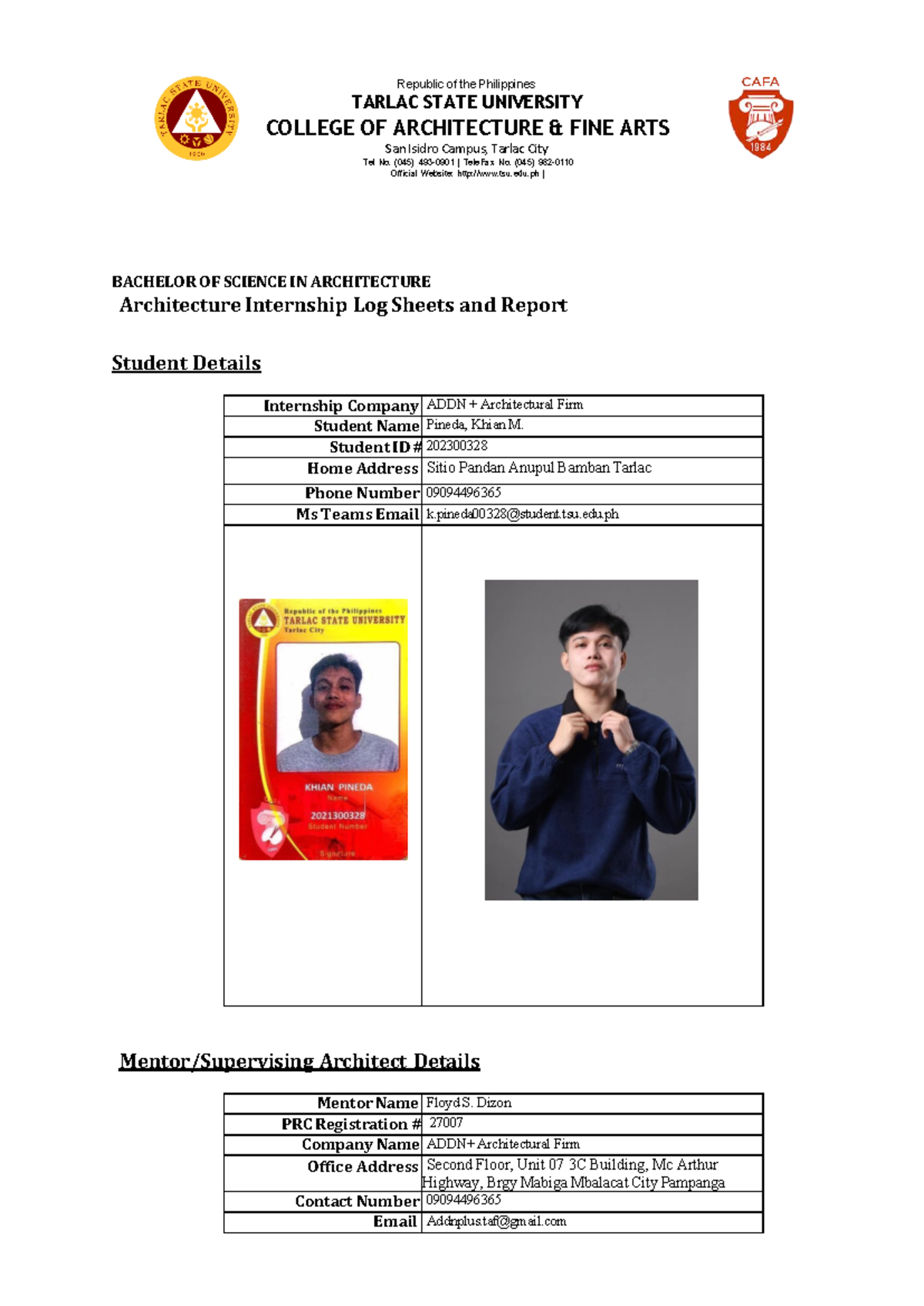Architecture Internship Log Report - Khian M. Pineda (BS Arch) - Studocu