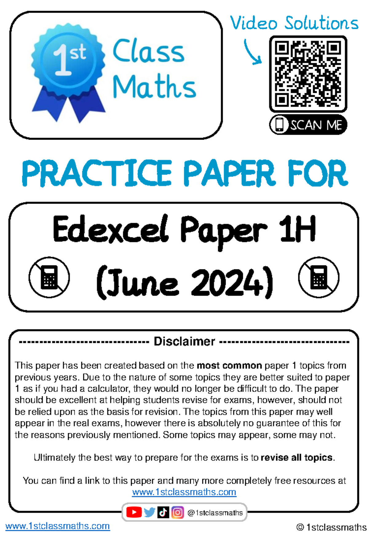 Edexcel Paper 1H: Essential Practice Exam Questions & Solutions - Studocu