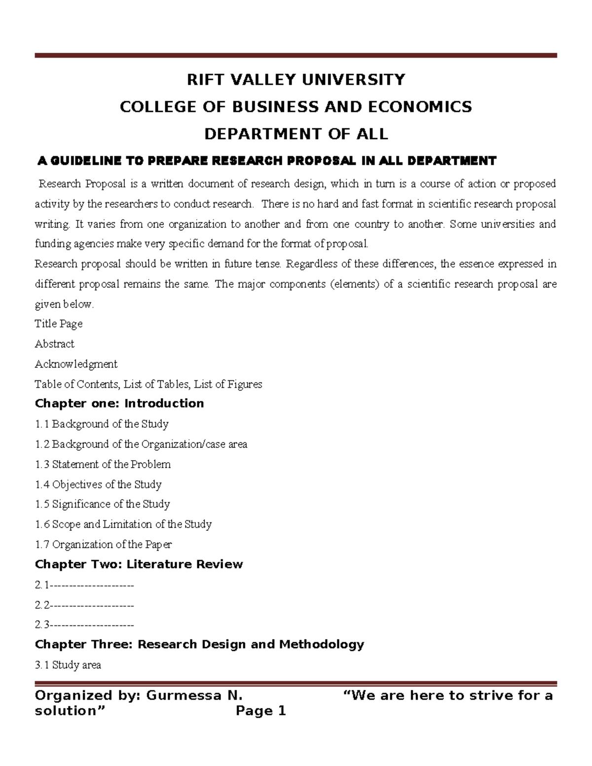 Proposal Guidelines for Research Method - Summary Overview - Studocu