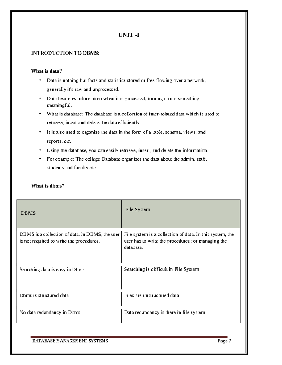 DBMS 101: Introduction to Data, Databases, and DBMS Concepts - Studocu