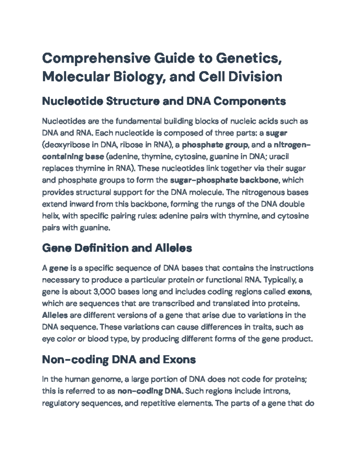 Comprehensive Genetics and Molecular Biology Guide (Course Code ...