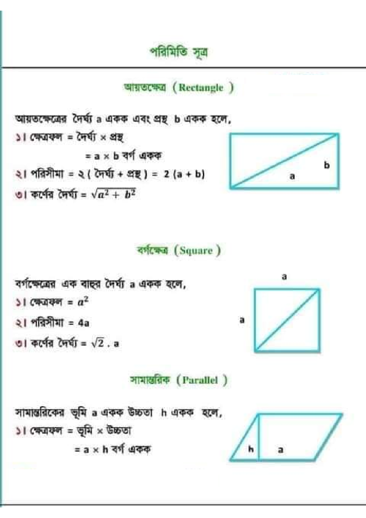 গণিতের A2Z সকল সূত্র - Comprehensive Math Formulas Guide - Studocu
