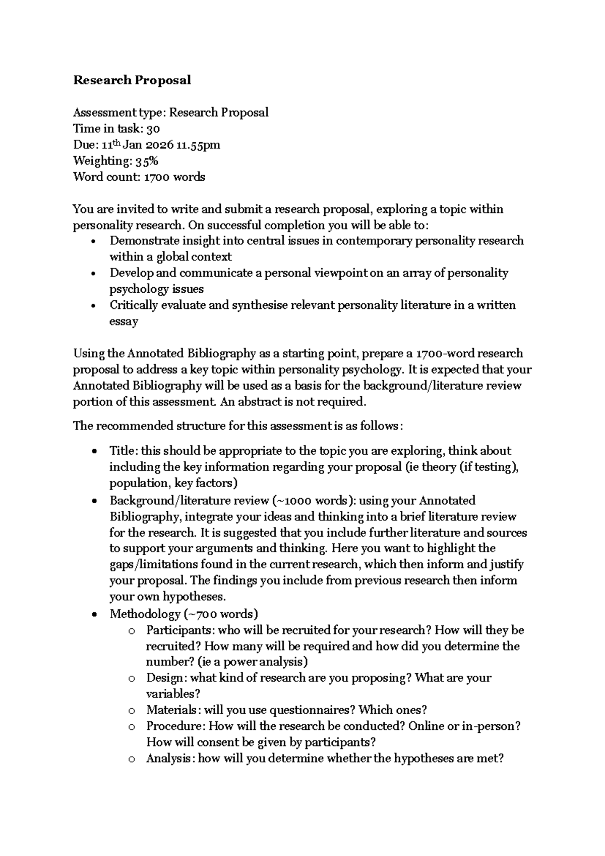 PSYU3336 Research Proposal Guidelines and Structure - Studocu